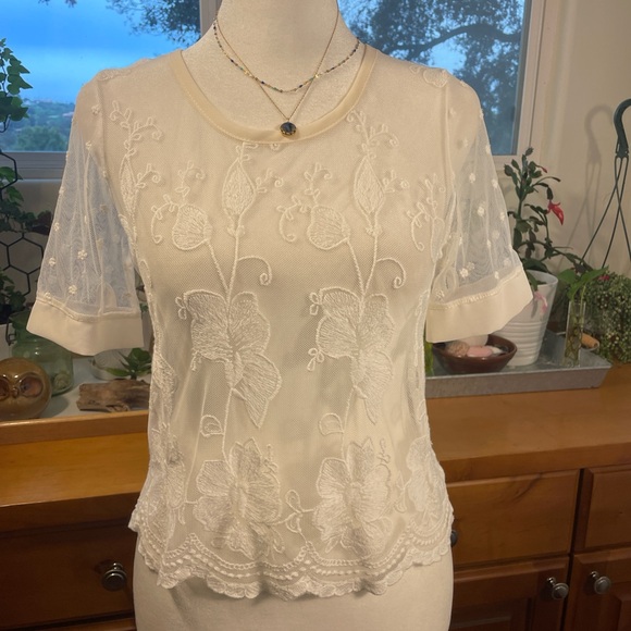 Tops | Elegant White Floral Lace Womens Top | Poshmark